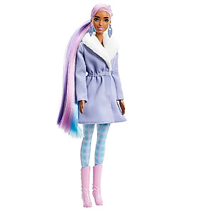 Barbie Color Reveal Advent Calendar, 1 Color Reveal Doll & 3 Pets, Clothes, Accessories & 2 Hair Extensions, 25 Surprises, for Kids