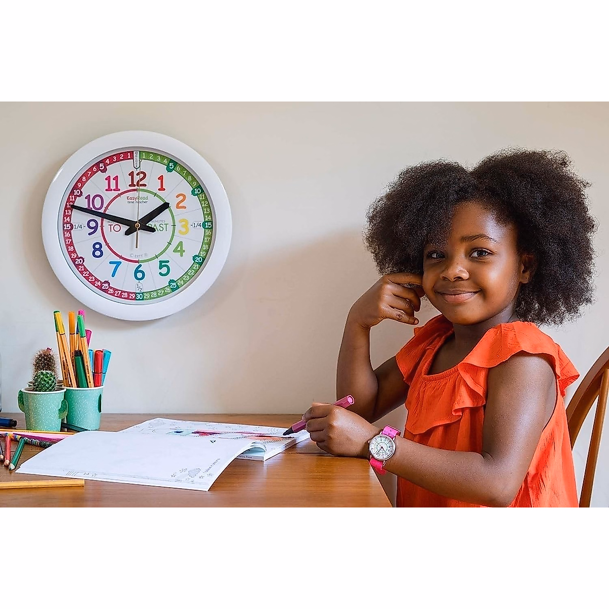 ertt Teaching Wall Clock - Learn The Time Wall Clock - Kids Analog Clock for Classroom, Playroom, Bedroom, Educational Room Decor - School Clock for Kids with Rainbow Face (29cm)