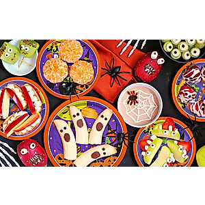 Halloween Party Supplies Kit Serve 50，Halloween Witch Pumpkin Design Includes Disposable Dinner Plates, Dessert Plates and Napkins, Halloween Birthday Party Decorations