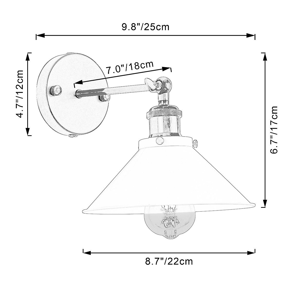 SKIVTGLAMP Industrial Wall Sconce Plug-in Cord with Remote Control, No Drilling Wall Mounted Dimmable LED Edison Bulbs Farmhouse Wall Hanging Adjustable for Home Decor Gallery Customizable, Khaki