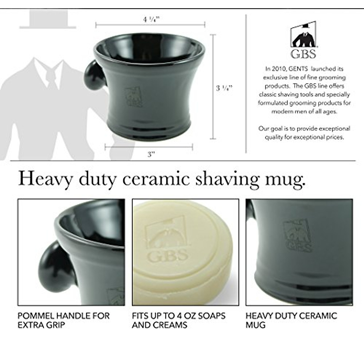 G.B.S 9 Pc Shaving Set - Non Slip DE Safety Razor Shaving Brush Stand 5 oz Sandalwood Aftershave, Mug with G.B.S Natural Soap +15 Blades Adjustable Convenient