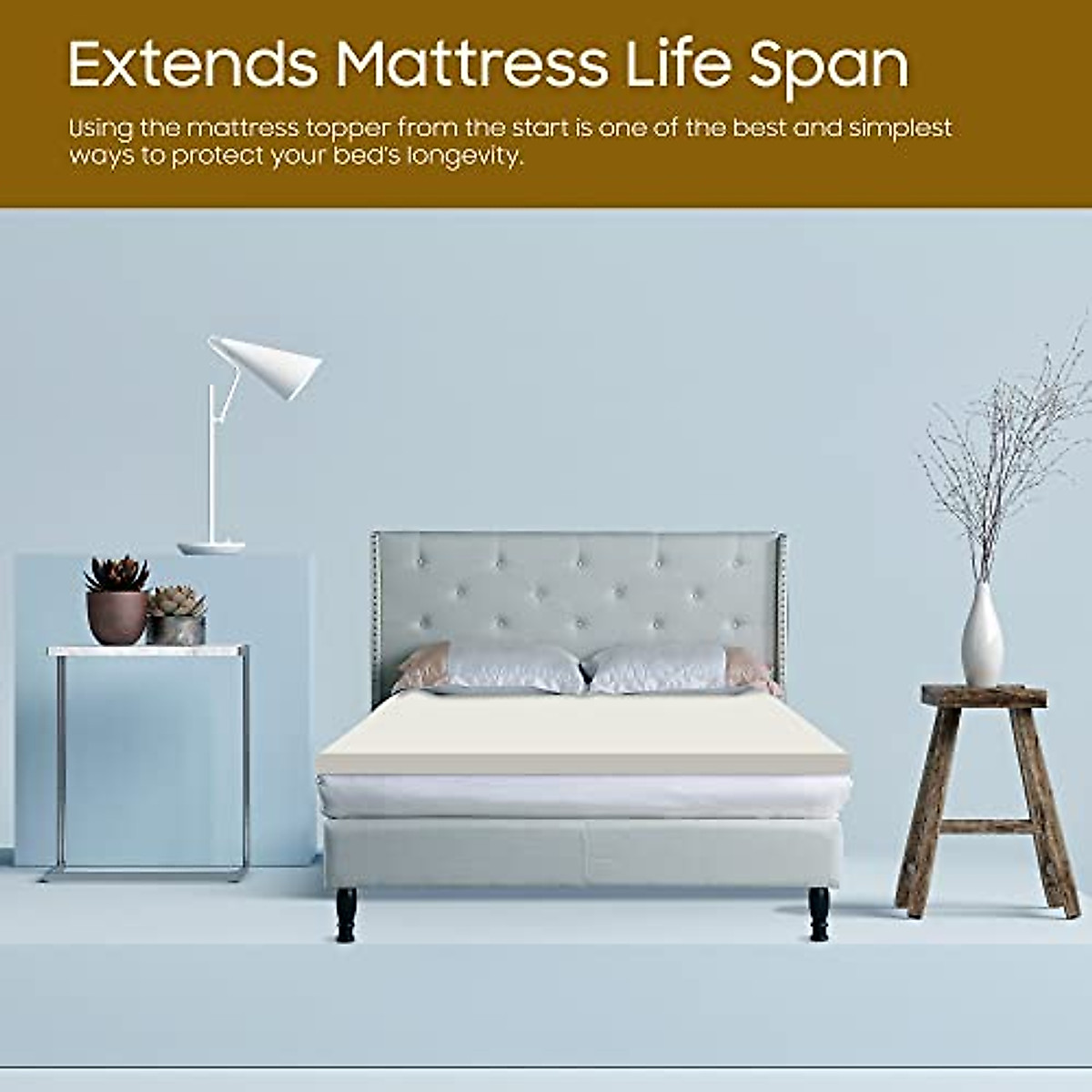 Continental Sleep 2-Inch Foam Topper,Adds Comfort to Mattress, CertiPUR-US Certified, Twin, White