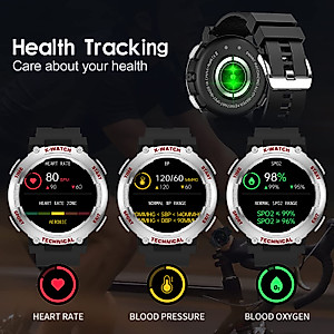 KINGSTAR Smart Watch for Men, Smart Watch Make/Answer Call AI Voice Control Smartwatch with 8 Sport Modes Pedometer Blood Oxygen Heart Rate Sleep Monitor Fitness Tracker for iOS Android Phones