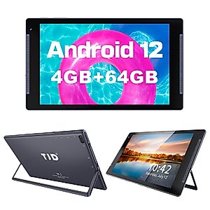 TJD Android 12 Tablets,10.1 inch Tablet PC, 4GB RAM 64GB ROM 512GB MicroSD, FHD IPS Display, Dual Camera, Double Stereo Speakers, Wi-Fi5.0/2.4, Bluetooth5.0, (Gray)