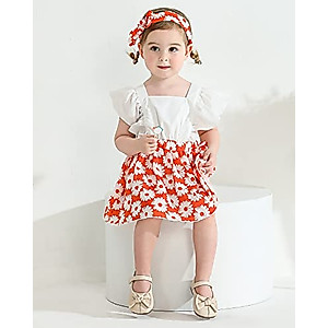 SOLOYEE Baby Girl Dress 6-12 Months Infant Toddler Girls Clothes Summer Outfits Ruffle Sleeveless One-Piece Dress+Headband White