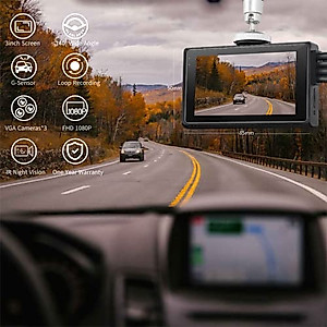 VSYSTO Upgrade 3CH Truck Dash Camera System DVR Recorder Waterproof Vehicle Backup Camera 1080P Front&Sides&Rear View Security Camera for Semi Truck Trailer Van RVs 3.0'' Monitor Infrared Night Vision
