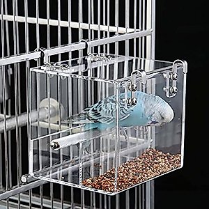 Bird Feeder Seed Catcher Tray Hanging Cup Food Dish for Cage for Small Birds Lovebirds Cockatiels Canaries Sun Conures, Second Generation Bird Feeder