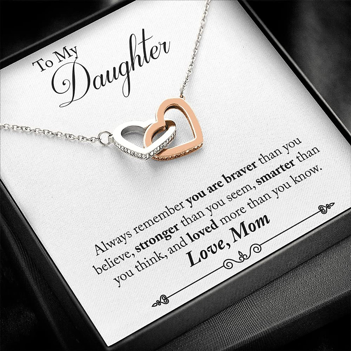 Faith Davis Interlocking Hearts Necklace - Gift for Daughter from Mom - Anniversary, Birthday, Holiday, or Just Because!