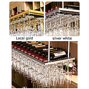Stylish Simplicity Down Wine Glass Holder Simple Metal Iron Stylish Simplicity Goblet Holder Wine Glass Holder Kitchen Cutlery Bottle Holder Adjustable Height Bar Float (Golden 120 * 30Cm), PIBM,