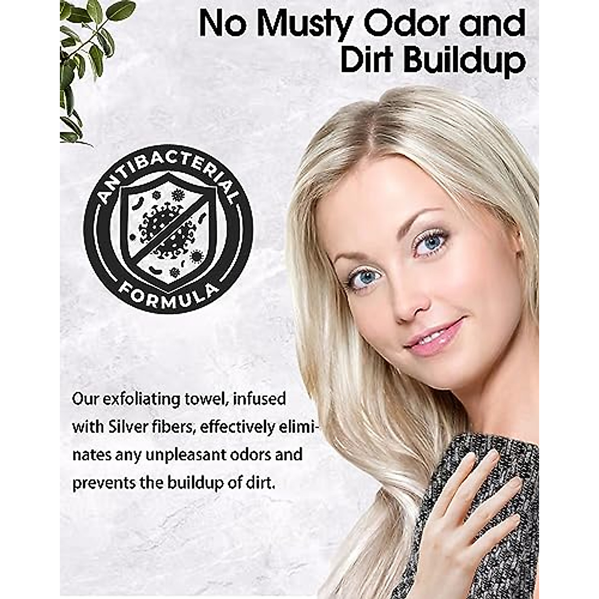 Bathflor Exfoliating Shower Towel with Clip Strap, Exfoliating Washcloth with 2 Sides for Washing & Scrubbing, Premium Japanese Scrub Wash Cloth, Quick Drying, 40inch Length (1 Pack-W)