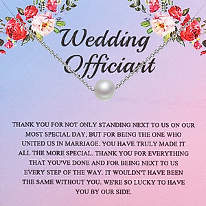 BEKECH Wedding Officiant Jewelry Pastor Marriage Commissioner Pearl Necklace Gift for Officiant Minister Proposal from Bride