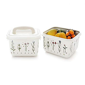 RACHEL BARKER Meadow Flower Porcelain Serve and Store Airtight Large Container (120OZ)