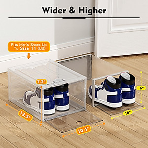 ARSTPEOE 9 Pack Shoe Organizer, Upgrade Harder Solid Plastic Shoe Storage, Shoe Boxes Clear Plastic Stackable, Sneaker Storage, Shoe Organizer for Closet, Shoe Display Case, White