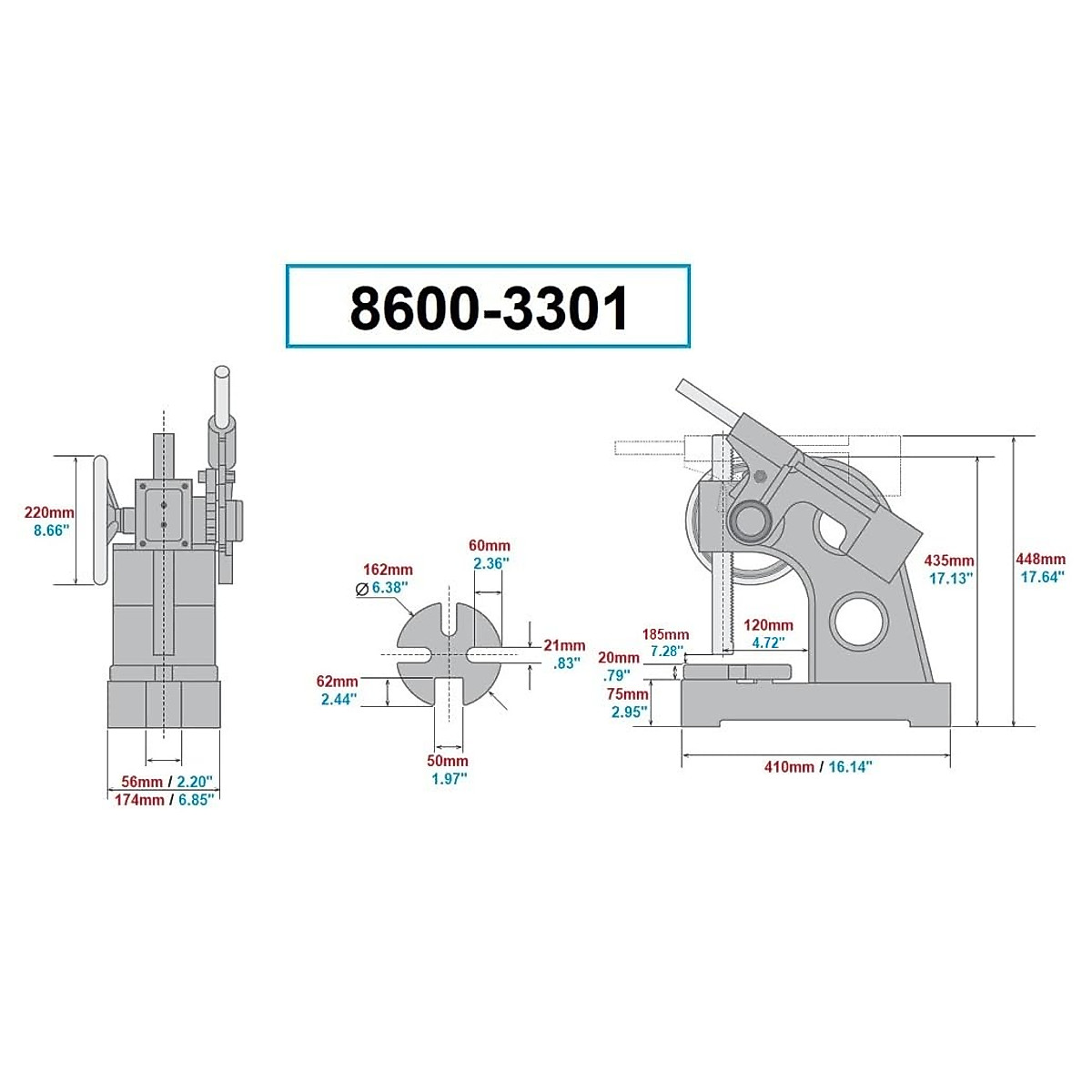 HHIP 8600-3055 3 Ton Ratchet Type Arbor Press with Mulit Gage
