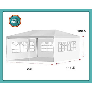 10x20 Outdoor Gazebo Wedding Party Tent Canopy Tent with 4 Removable Sidewalls,White