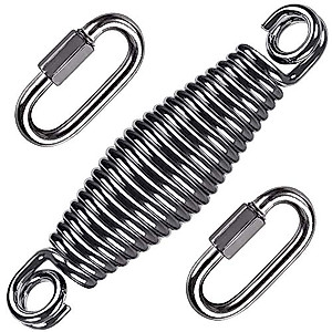 Heavy Duty Swing Spring for Hammock Chair, Porch Swing, Hammock Stands, Heavy Bag Mount, Innovative Conical Shape & Double Closed Ring Design Up to 400lbs, w/Locking Carabiners SELEWARE