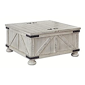 Signature Design by Ashley Carynhurst Casual Cocktail Table with Storage, Whitewash
