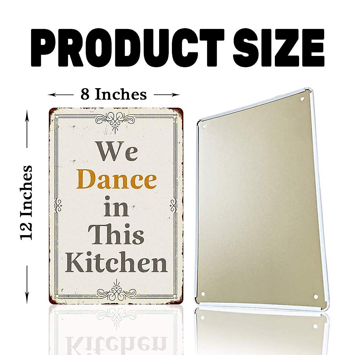 We Dance in This Kitchen 20X30 cm Metal Retro Look Decoration Crafts Sign for Home Kitchen Bathroom Farm Garden Garage Inspirational Quotes Wall Decor