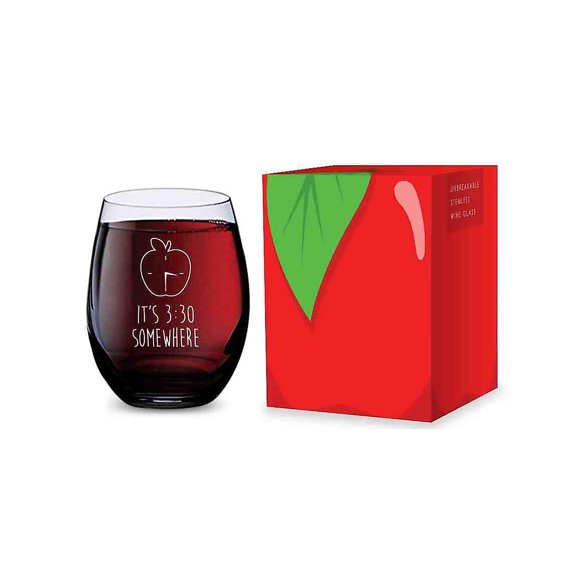 GSM Brands Stemless Wine Glass for Teachers (Its 3:30 Somewhere) Made of Unbreakable Tritan Plastic - 16 ounces