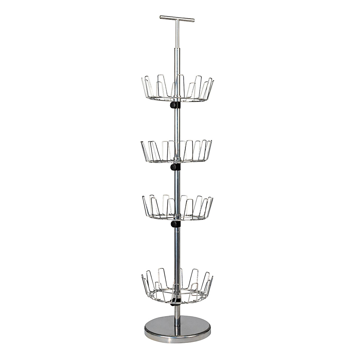 Household Essentials Revolving Four-Tier Shoe Tree, Silver Finish