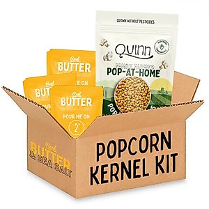 Quinn Family Farmed Gourmet Popcorn Kernels Kit, Real Butter Popcorn Seasoning (28 count) Non-GMO, Gluten Free, (1 bag)