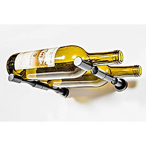 VintageView Vino Pins – Metal Wall Mounted Wine Bottle Rack for Drywall or Wood Surfaces - Stylish Modern Wine Storage with Label Forward Design (Matte Black, 2 Bottles)