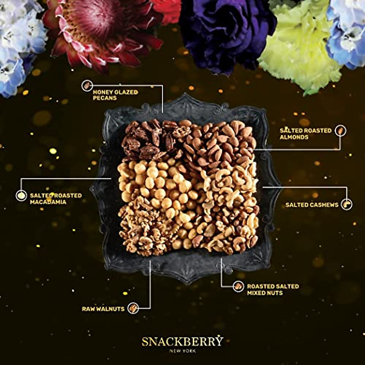 Holiday Mixed Nuts Gift Basket, in Elegant Display Stand Box, Gift Set for Easter, Birthday Party, Sympathy, Healthy Gift Snack Box for Men and Women. Kosher - Snackberry (Premium)