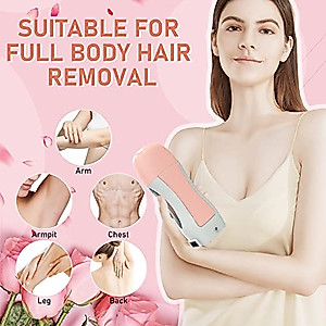 Roll On Waxing Kit, Depilatory Roll On Wax Warmer for Hair Removal with 2 Tea Tree Cartridge Refill 10 Wax-removing Wipes and 100pcs Wax Strips, (Pink) (Pink)