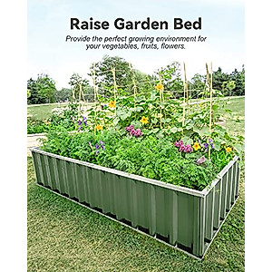 KING BIRD 6x3x1.5ft Galvanized Raised Garden Bed Outdoor Heightened Steel Metal Planter Box for Deep-Rooted Vegetables, Flowers, Large Raised Bed Kit(Green)