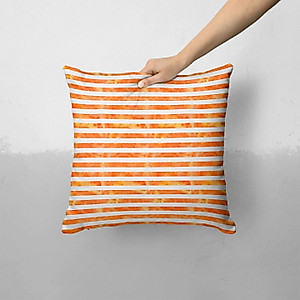 iiRov The Orange Watercolor Surface with Horizontal Stripes - Custom Decorative Home Decor Indoor or Outdoor Throw Pillow Cover for Sofa, Bed or Couch Cushion (Pillow CASE Cover ONLY)