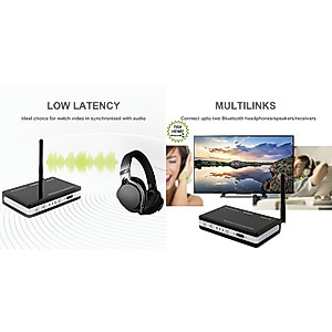 Alead TRX HDM2 Wireless Home HD MultiLinks Stereo Audio Transmitter and Receiver (A2DP), Long Range, Digital Audio Optical, SPDIF. for TV, Home Theater, iPad, Bluetooth Speakers, Headphones