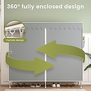 LEAIJIAFY Double Row 6 Tier Shoe Rack Storage Organizer with Cover and 2 Drawers,Portable Standing Shoe Shelf for Garage EntrywaySmall Spaces,16MM Metal Tubes,Gray