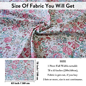 NEWUEBEL Cotton Fabric by The Yard for Sewing DIY Crafting Fashion Design Printed Floral Washable Cloth Bundles Voile;Full Width cuttable39 x 63inches (100x160cm) Blue and Pink Flowers Pattern