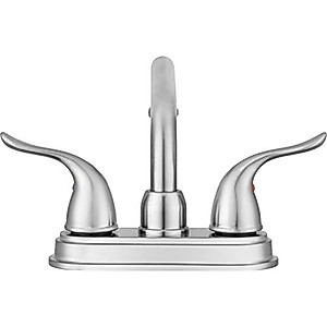 Pacific Bay Treviso Utility Laundry Sink Faucet - Threaded Brass Spout Hose End, Swivel Spout, 2-Handle Levers, Centerset (Brushed Satin Nickel Plated)