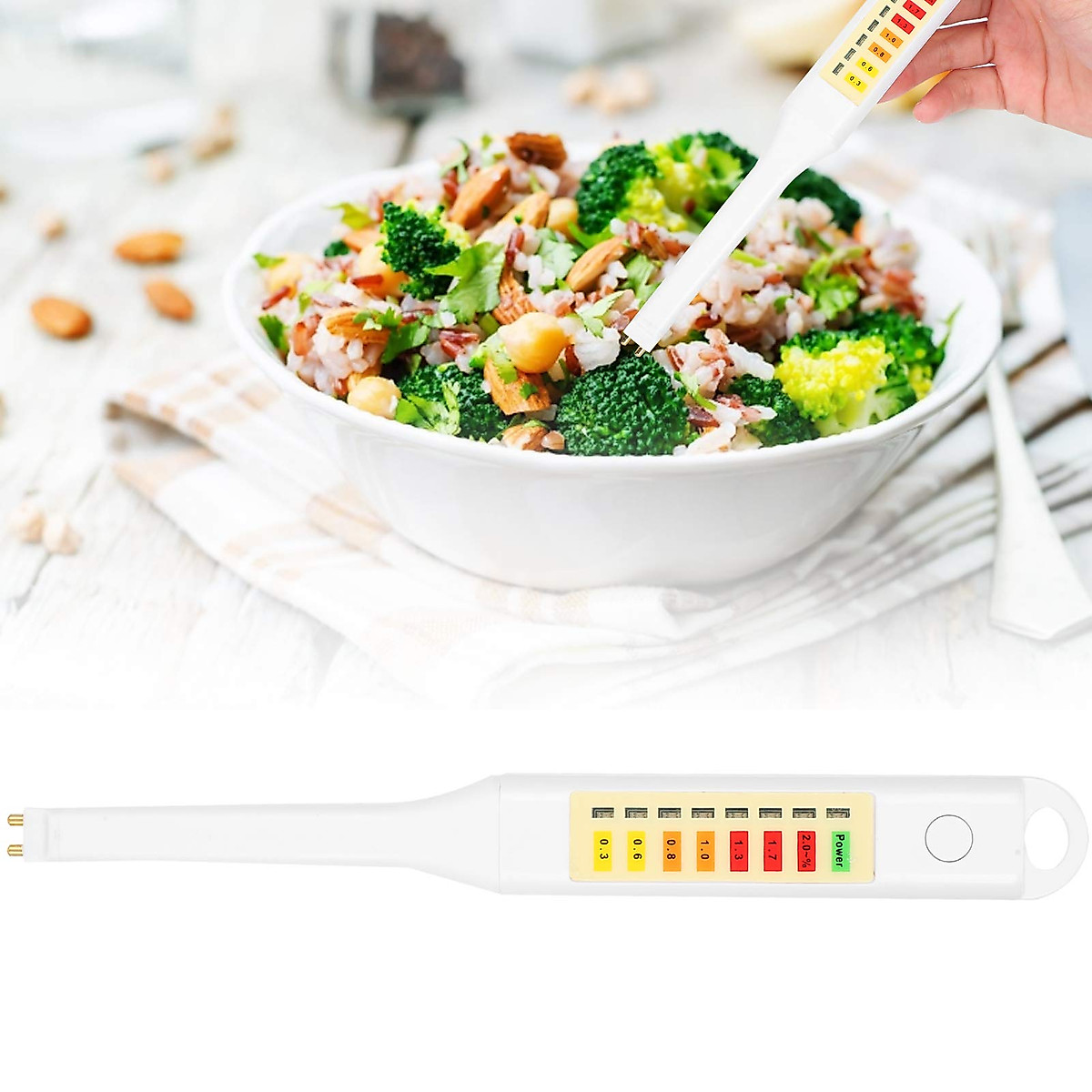 Jeanoko LED Salinity Meter Portable Handheld Electronic Food Salinity Tester Salinometer Soup Saltwater Hydrometer Analysis Detector Conductivity Tester for Home Kitchen