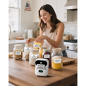 Phomemo M110 Label Printer - Bluetooth Portable Label Maker No Ink, Mini Barcode Label Printer for Retail, Address, Barcode, Home, for PC/Mac, iOS/Android with 3pack Most Used Labels, Snow White