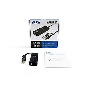 Alfa 2.5 GbE Type-C SuperSpeed USB 5 Gbps Card with Realtek™ RTL8156B and Type-A Adapter