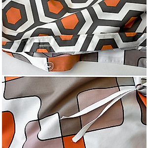 Minimal Style Geometric Shapes Duvet Quilt Cover Scandinavian Midcentury Modern Geo Print 100-percent Cotton Bedding Set Soft Casual Retro Mosaic Orange Blush Taupe King Full Queen or Twin (Twin)