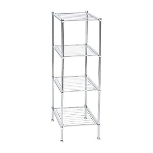 Organize It All 4 Tier Chrome Freestanding Bathroom Storage Shelf