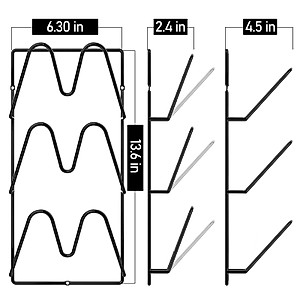 Jomoto 2-Pack Pot Lid Organizer, 6-Tier Pots & Pans Lid Holder Organizer for Cabinet or Wall/Door Kitchen Storage, No-Drill Adhesive Mount, Space-Saving Solution (Black)