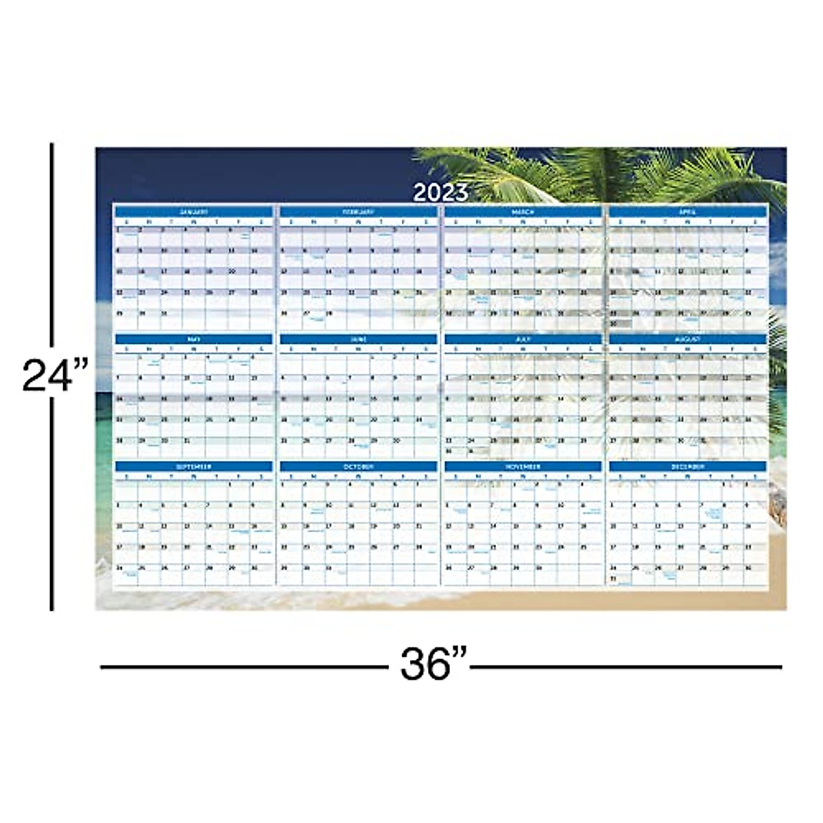 Office Depot® Brand Reversible Erasable Wall Calendar, 36" x 24", Paradise, January To December 2023, ODUS2201-001