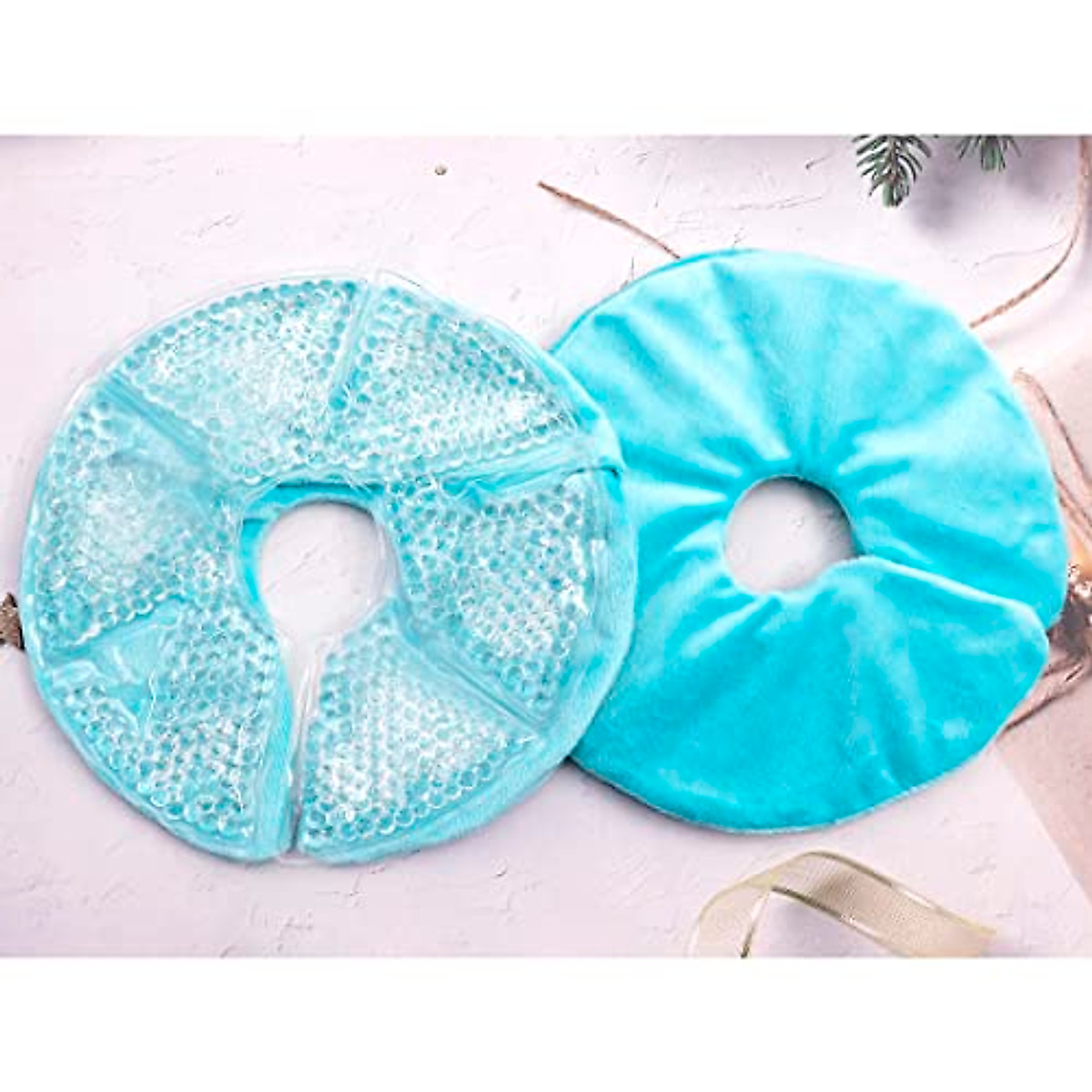 Breast Therapy Ice Packs, Hot and Cold Breast Pads, Breastfeeding Essentials Large Gel Bead Packs for Moms, 2 Pack (2 Ice Pack +2 Cover(Teal))