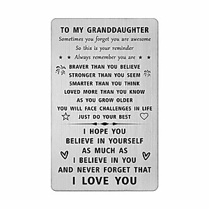 SOUSYOKYO Granddaughter Gift from Grandparents, Personalized I Love My Granddaughter Christmas Birthday Card, Our Favorite Granddaughter Graduation Present