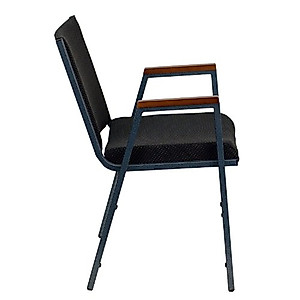 Flash Furniture HERCULES Series Heavy Duty Black Dot Fabric Stack Chair with Arms and Ganging Bracket