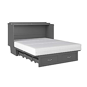 AFI Monroe Murphy Bed Chest with Charging Station, Queen, Grey