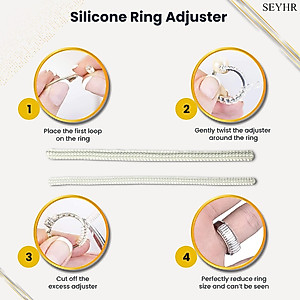 SEYHR Ring Sizer Measuring Tool Set with Ring Mandrel US Size 1-13 EU 41-76 Black Ring Sizing Kit & Transparent Ring Sizer Adjuster for Loose Rings with Microfiber Polishing Cloth
