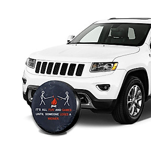 BANRBKHLE All Fun and Games Until Funny Spare Tire Cover Polyester Fiber Waterproof Dust-Proof Universal Spare Wheel Tire Cover Fit for Jeep,Trailer, Rv, SUV and Many Vehicle 14" 15" 16" 17"