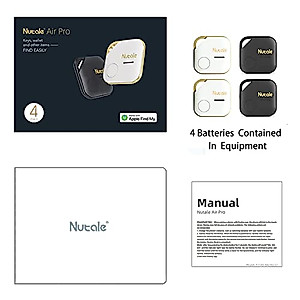 Nutale AirPro Key Finder Tag (iOS Only), Bluetooth Tracker Item Locator with Key Chain for Keys Pet Wallets or Backpacks and Tablets Batteries Include Compatible with FindMy APP (White&Black, 4 Pack)