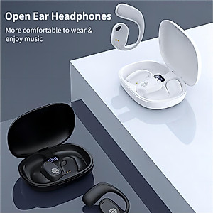Open Ear Headphones, Wireless Earbuds Bluetooth 5.3 Headphones LED Power Display Charging Case 40H Playtime Premium Sound True Wireless Earbuds Sports Headphones for Running,Cycling,Workouts - Black2