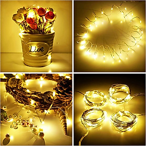 UFAY 15 Pack Fairy Lights Battery Operated(Batteries Included), 10ft 30 LED Silver Wire String Lights Waterproof Firefly Mini Led Starry Light for Party Crafts Wedding Christmas Decor(Warm White)